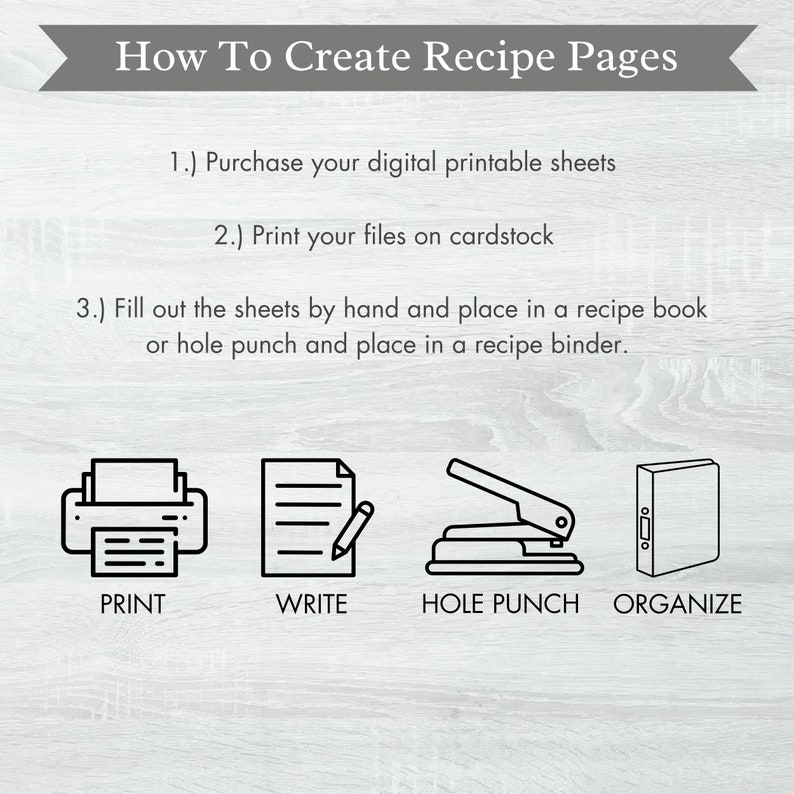 Printable Recipe Pages, Recipe Book Template, Recipe Binder Sheets ...