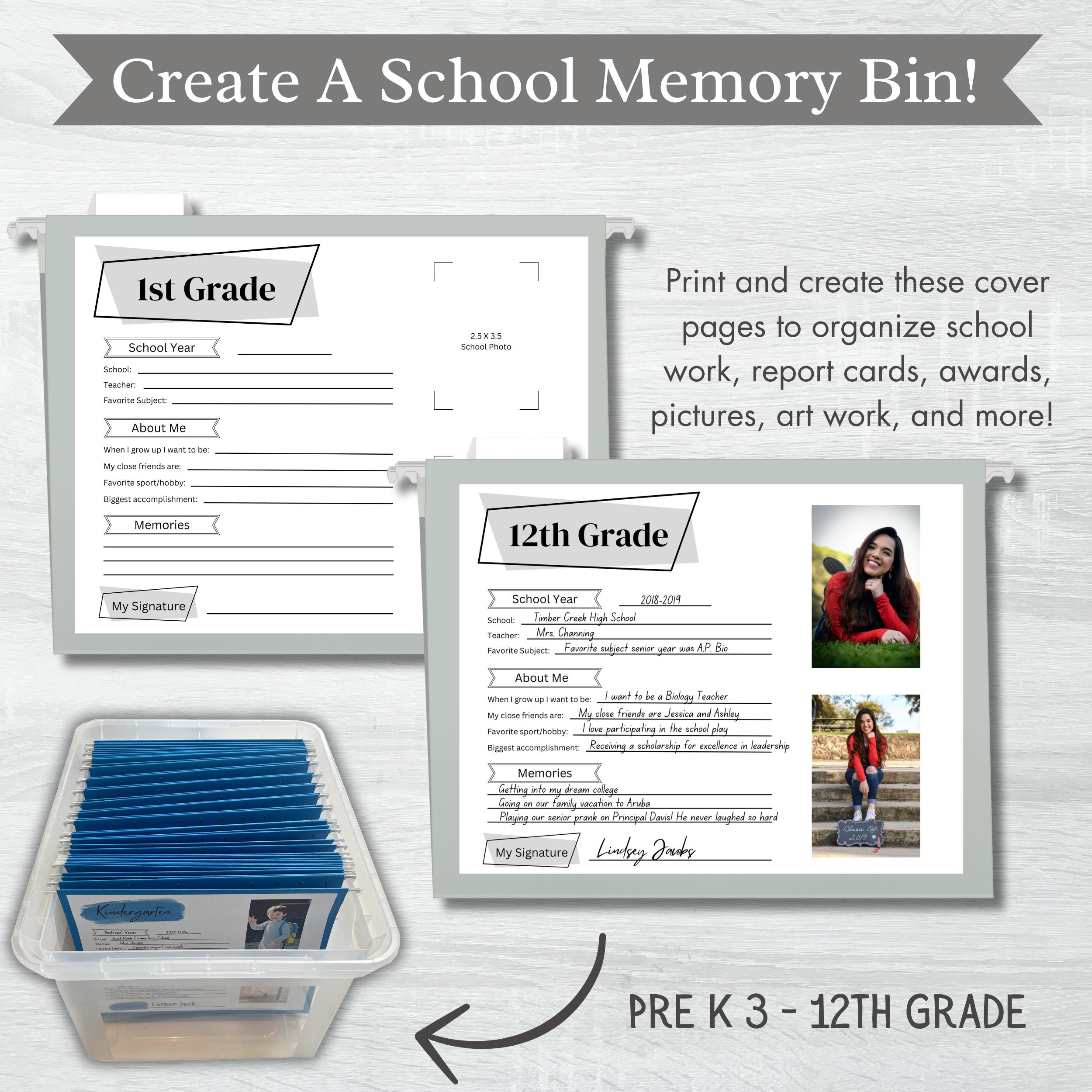 Kids School Printable Memory Pages, Digital File-instant Download ...
