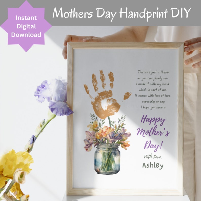 Mothers Day Flower Handprint, Happy Mothers Day, Mothers Day Printable ...