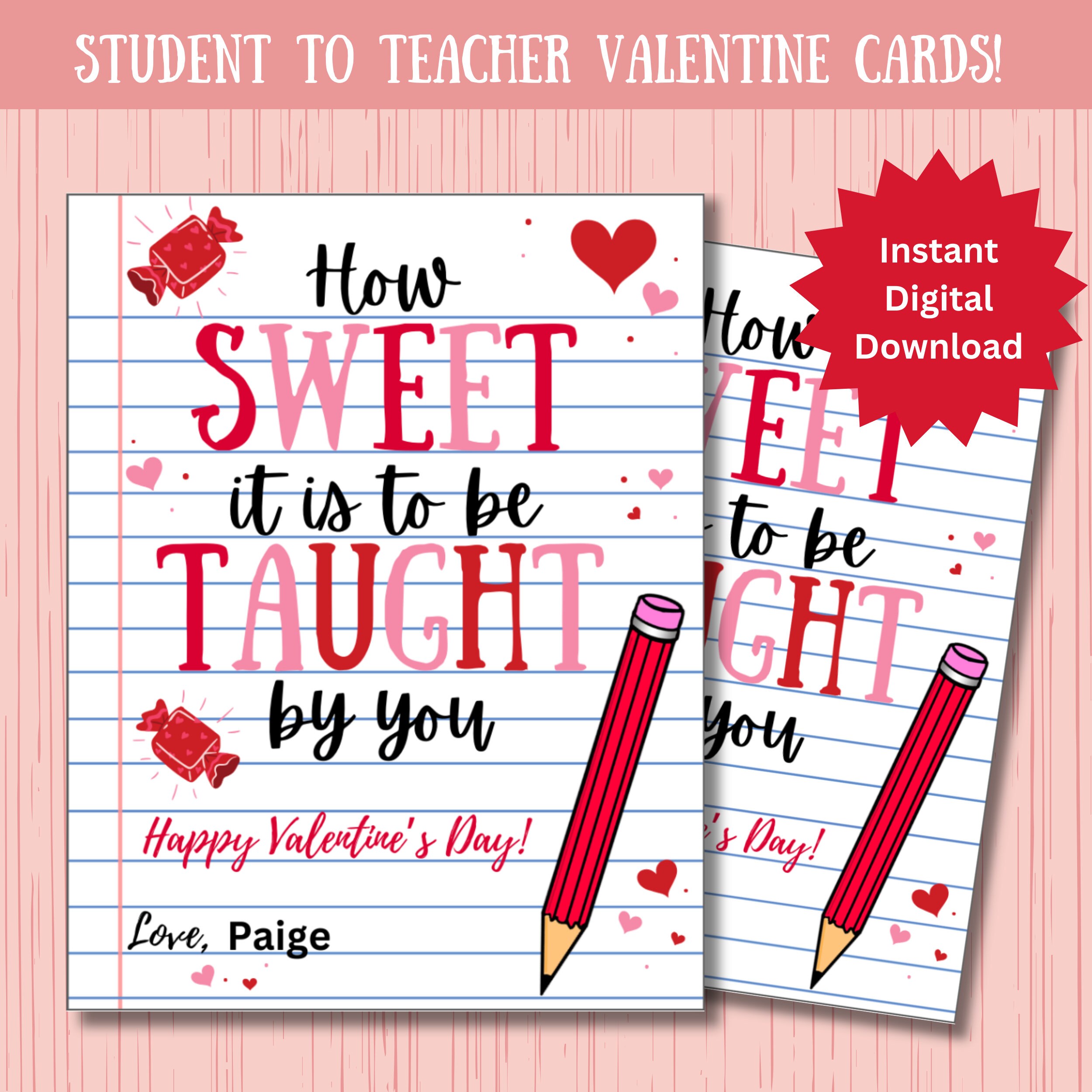 Teacher Valentine Card, Teacher Appreciation, How Sweet It is to Be ...