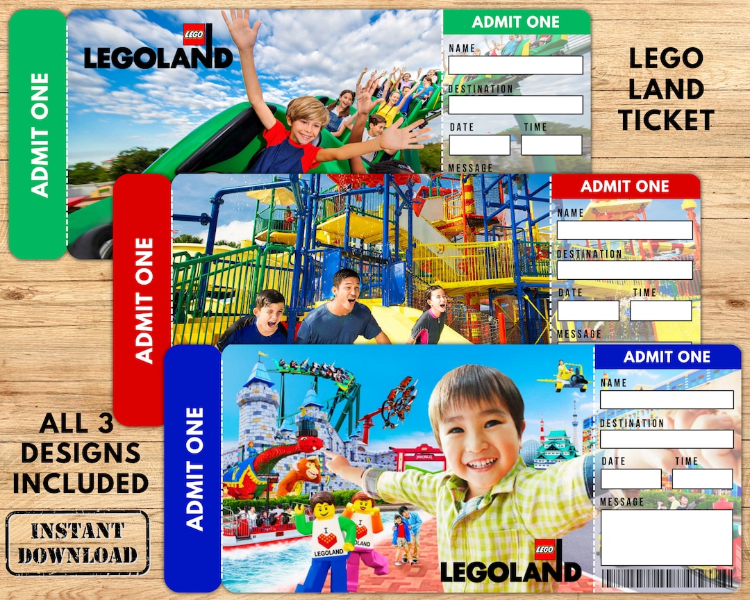 LEGOLAND Ticket, Printable LEGOLAND Surprise Trip Reveal Tickets ...