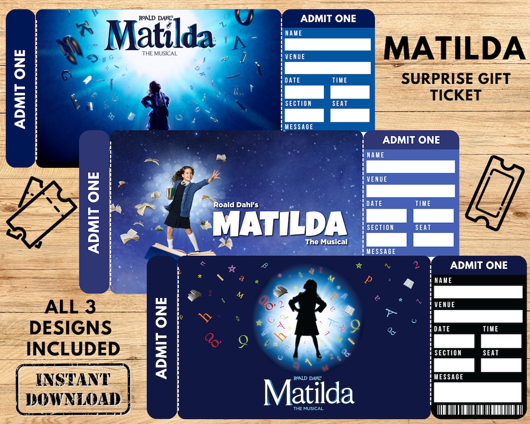 Printable Matilda Broadway Surprise Ticket, Matilda Ticket, Matilda the ...