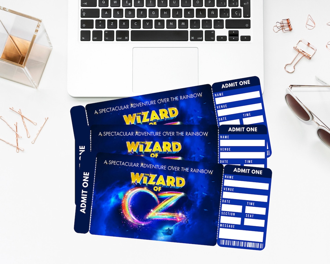Printable Wizard of Oz Broadway Ticket, Wizard of Oz Surprise Musical ...