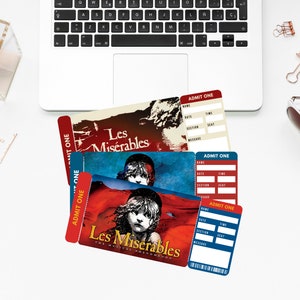 PRINTABLE Les Miserables Ticket, Les Miserables Broadway Surprise ...