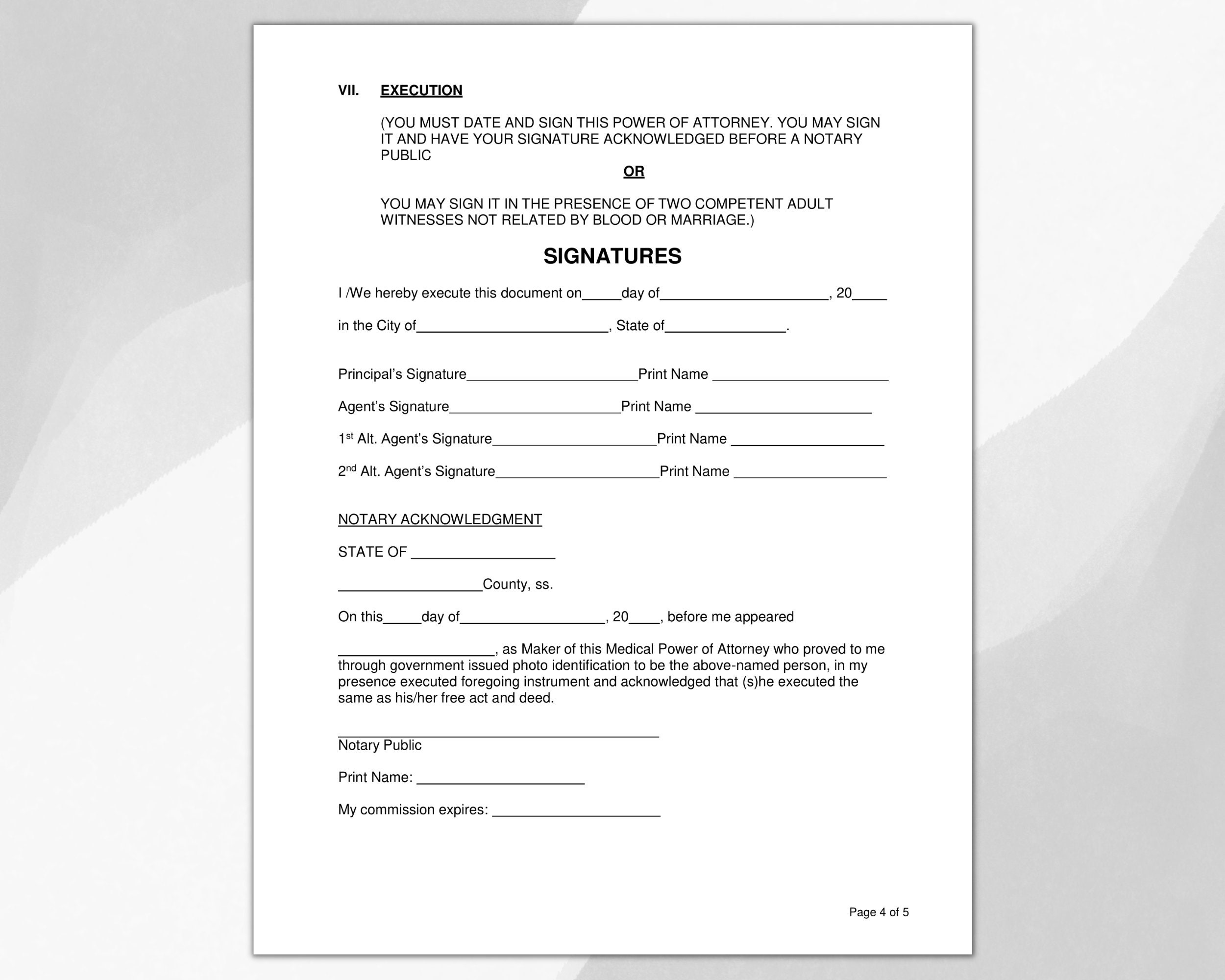 Medical Power of Attorney, Medical Power of Attorney MPOA Form, Medical ...