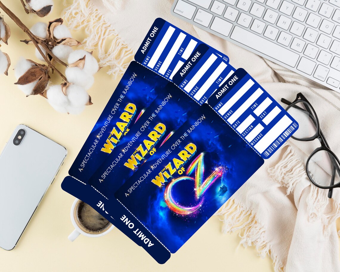 Printable Wizard of Oz Broadway Ticket, Wizard of Oz Surprise Musical ...