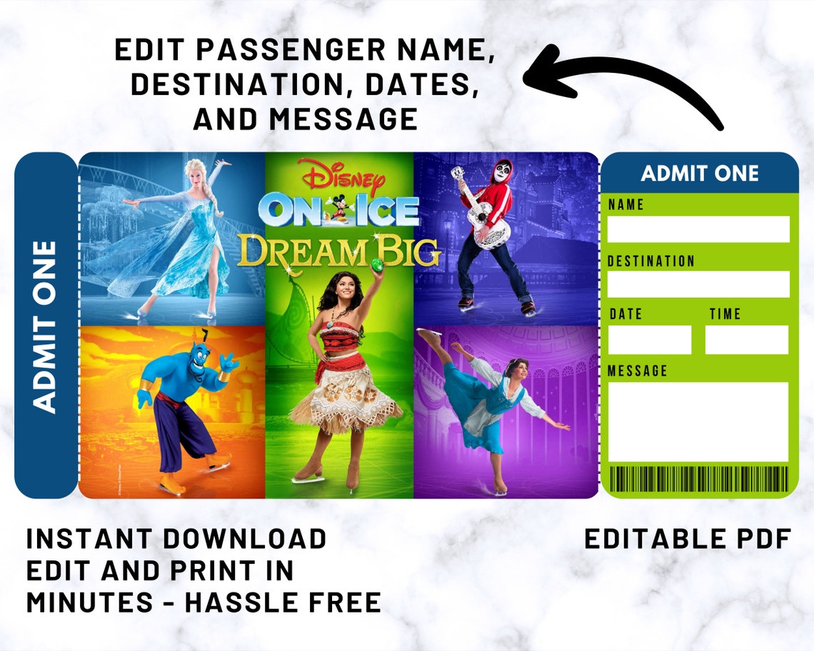 On Ice Printable Ticket, Surprise Reveal Ticket, Into the Magic Ticket ...