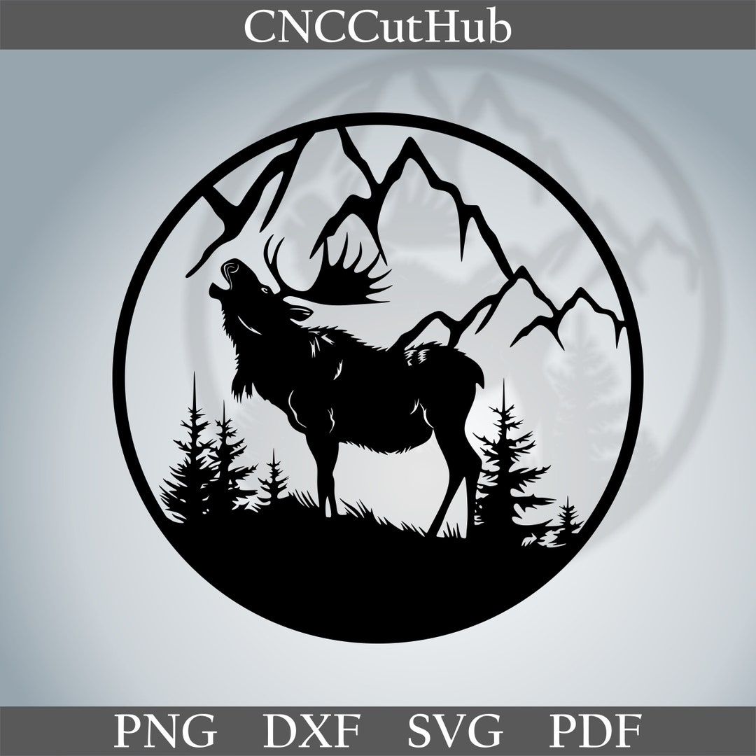 Moose Scene Dxf Animals Cut File for Laser Dxf Plasma Cnc Metal Wall ...