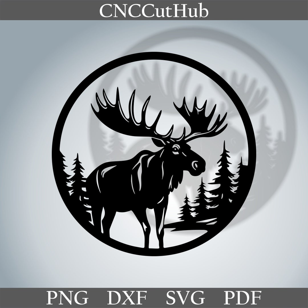 Moose in the Forest Dxf, Animals Cut File for Laser Dxf Plasma Cnc ...