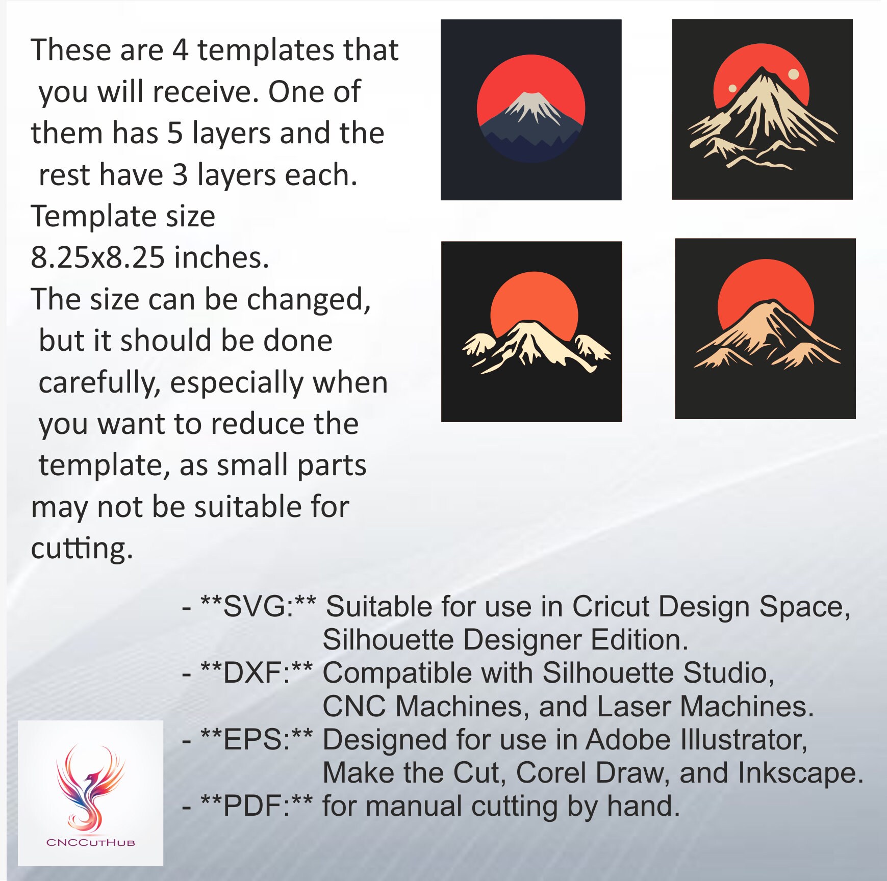 Mountains 3D Volcano Shadow Box SVG 4 Templates Wall Decor Cricut Paper ...