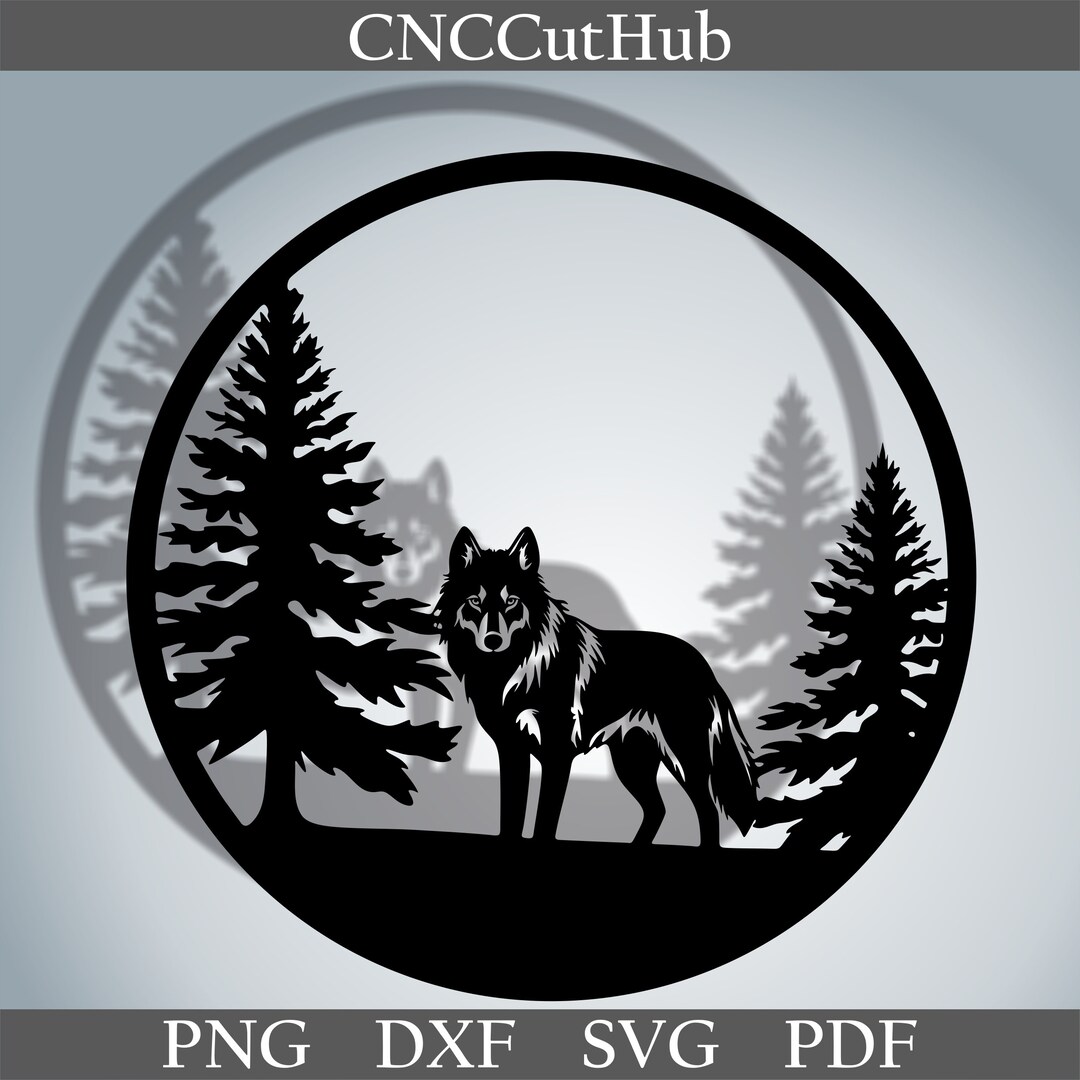 Wolf Scene Dxf, Animals Cut File for Laser, Dxf Plasma, Cnc, Metal Wall ...
