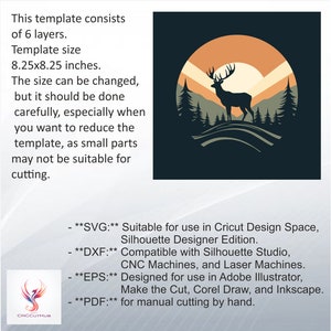 Deer Scene 3D Shadow Box SVG Templates Wall Decor Cricut Paper Wood Art ...
