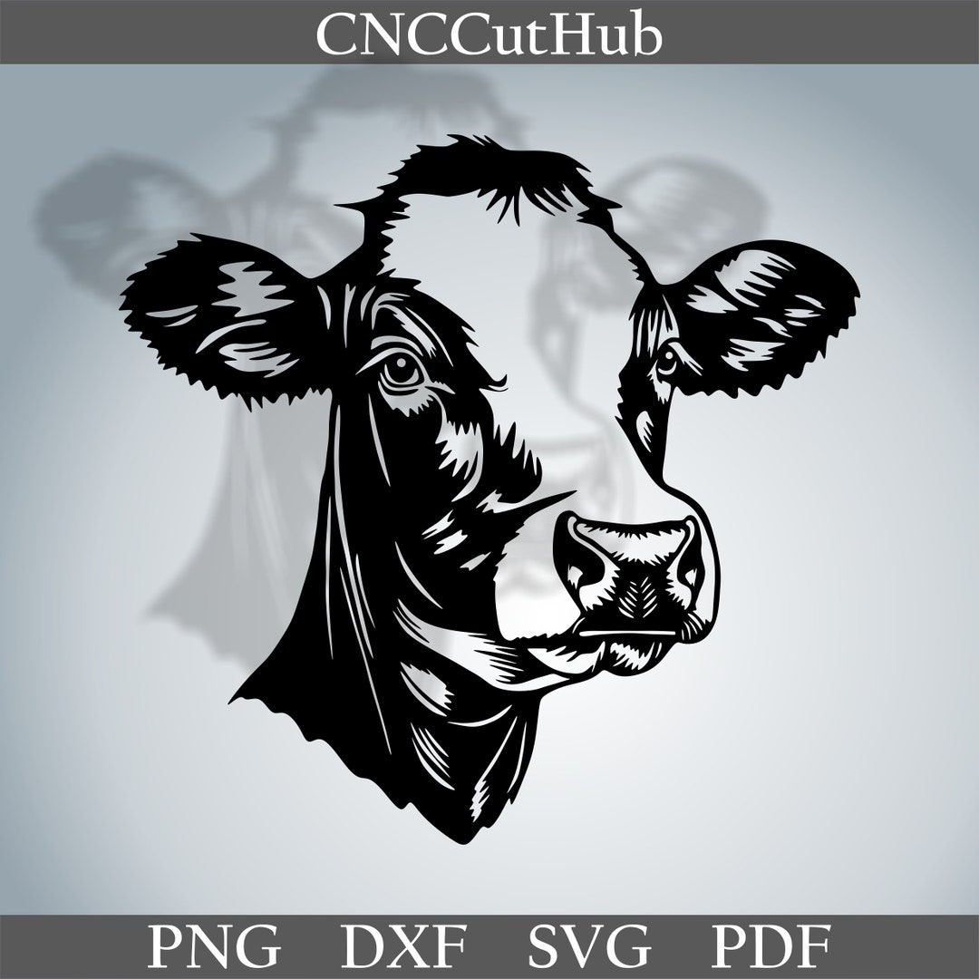 Cow Head Dxf Animals Cut File for Laser Dxf Plasma Cnc Metal Wall Decor ...