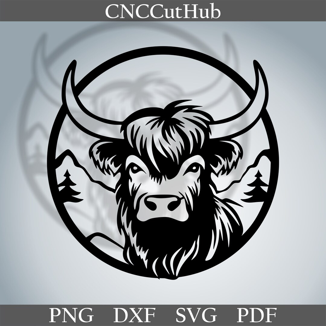 Higland Cow Dxf Cowboy Cut File for Laser Dxf Plasma Cnc Metal Wall ...