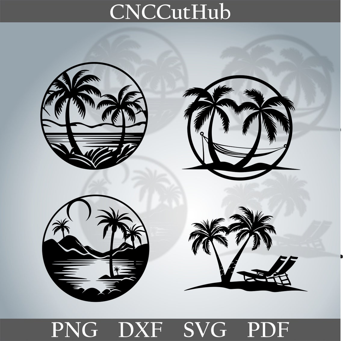 Palm Scene Dxf, Cut File for Laser Dxf Plasma Cnc Metal Wall Decor Svg ...