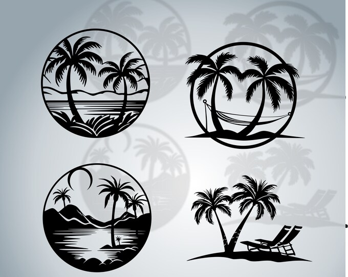 Palm Scene Dxf, Cut File for Laser Dxf Plasma Cnc Metal Wall Decor Svg ...