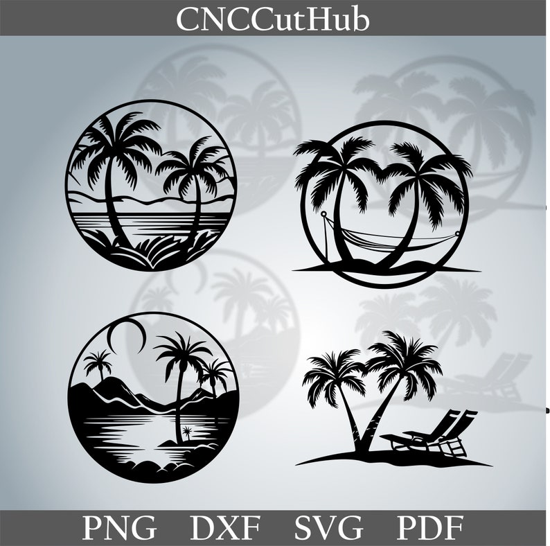 Palm Scene Dxf, Cut File for Laser Dxf Plasma Cnc Metal Wall Decor Svg ...