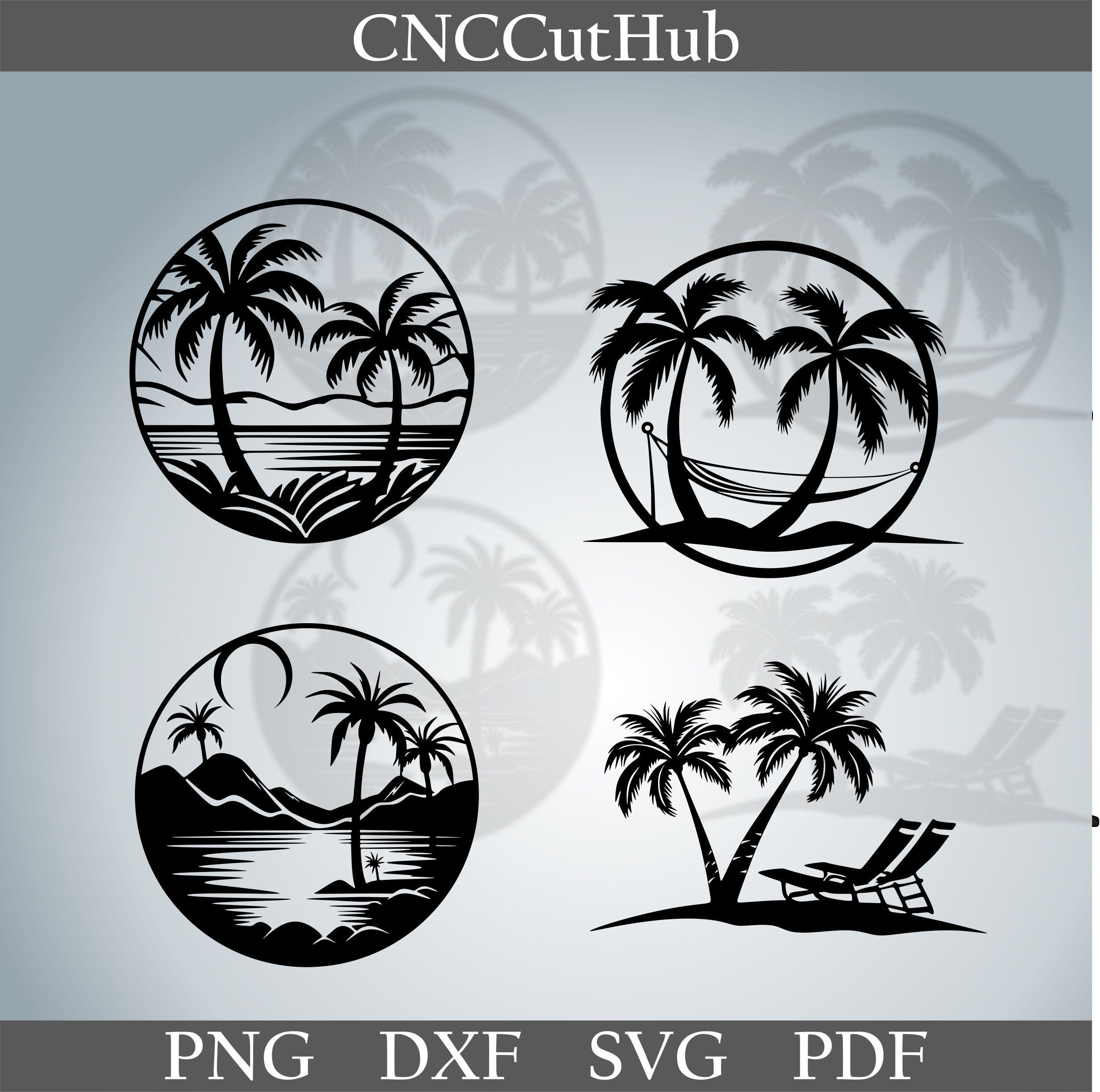 Palm Scene Dxf, Cut File for Laser Dxf Plasma Cnc Metal Wall Decor Svg ...