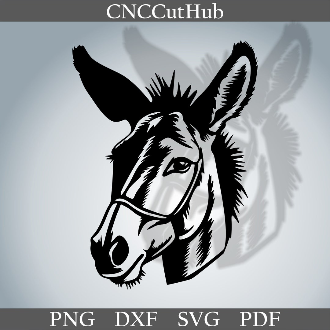 Donkey Head Dxf, Animals Cut File for Laser Dxf Plasma Cnc Metal Wall ...