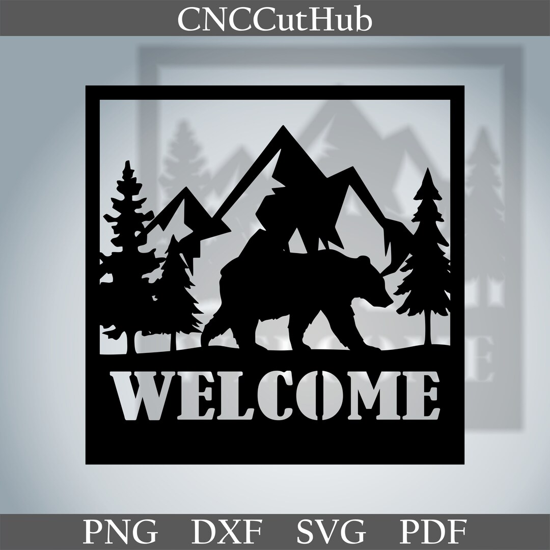 Bear Welcome Dxf, Animals Cut File for Laser, Dxf Plasma, Cnc, Metal ...