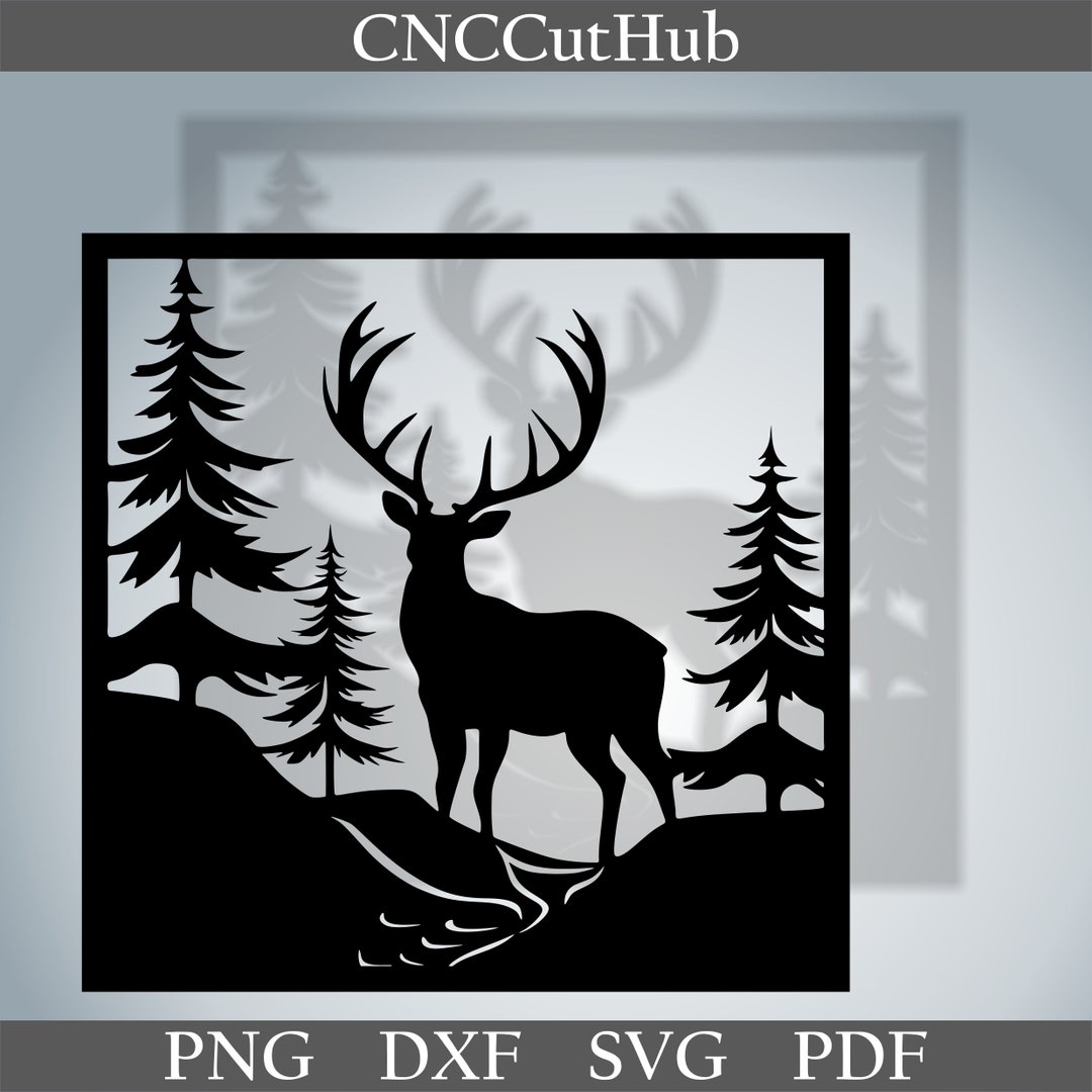 Deer in the Forest Dxf, Animals Cut File for Laser Dxf Plasma Cnc Metal ...