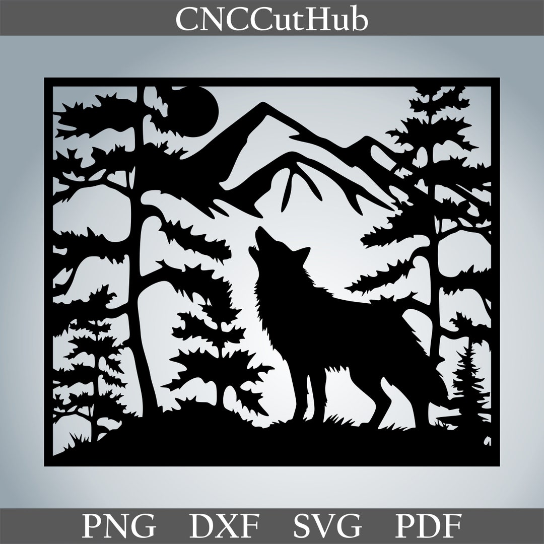 Wolf Scene Dxf, Animals Cut File for Laser, Dxf Plasma, Cnc, Metal Wall ...