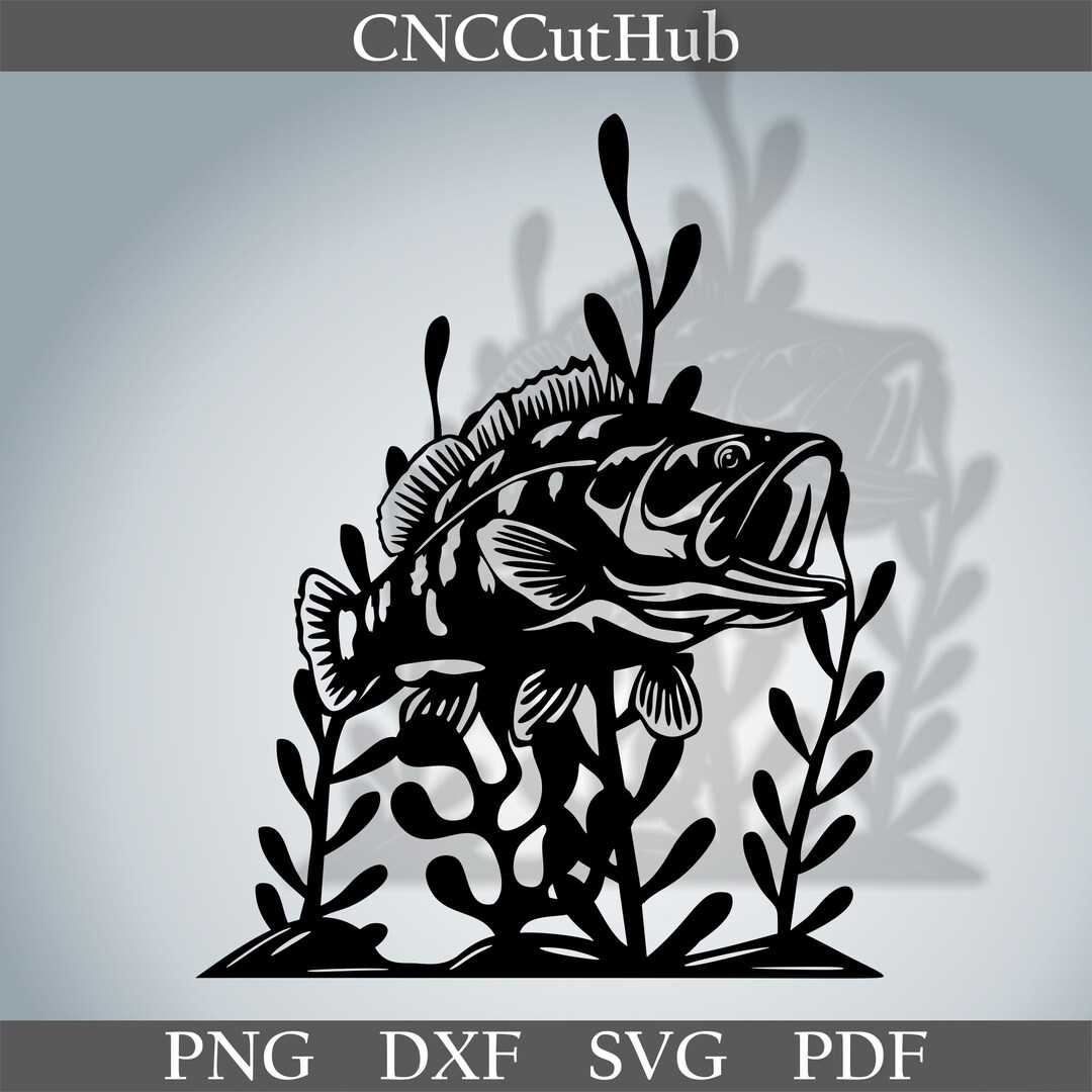 Bass Svg Cut File, Pike Fishing Svg, Ice Fishing, Silhouettes Dxf File ...