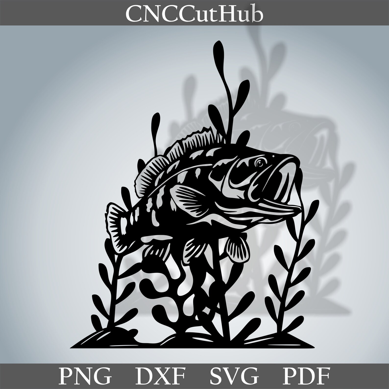 Bass Svg Cut File, Pike Fishing Svg, Ice Fishing, Silhouettes Dxf File ...