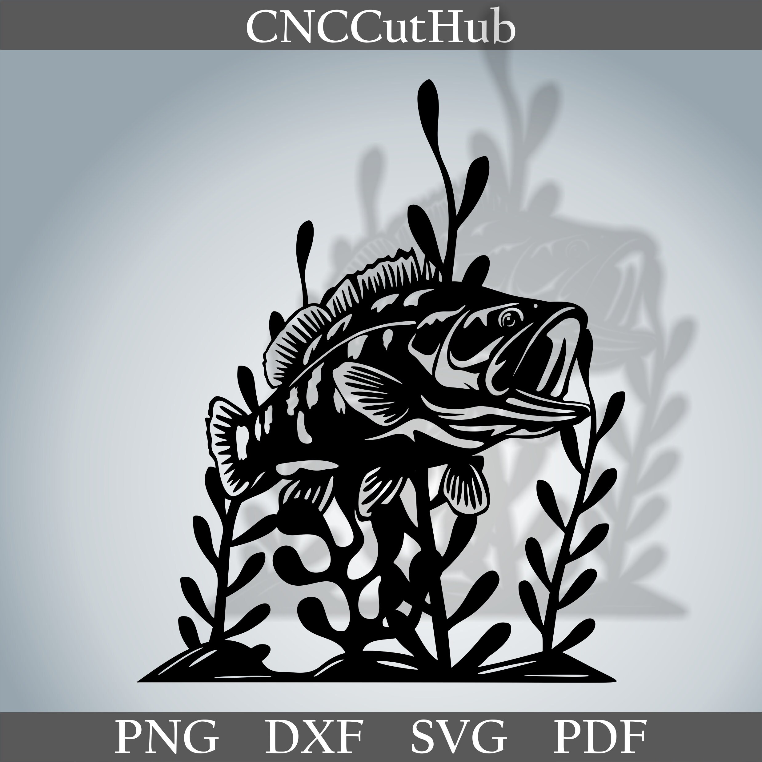 Bass Svg Cut File, Pike Fishing Svg, Ice Fishing, Silhouettes Dxf File ...