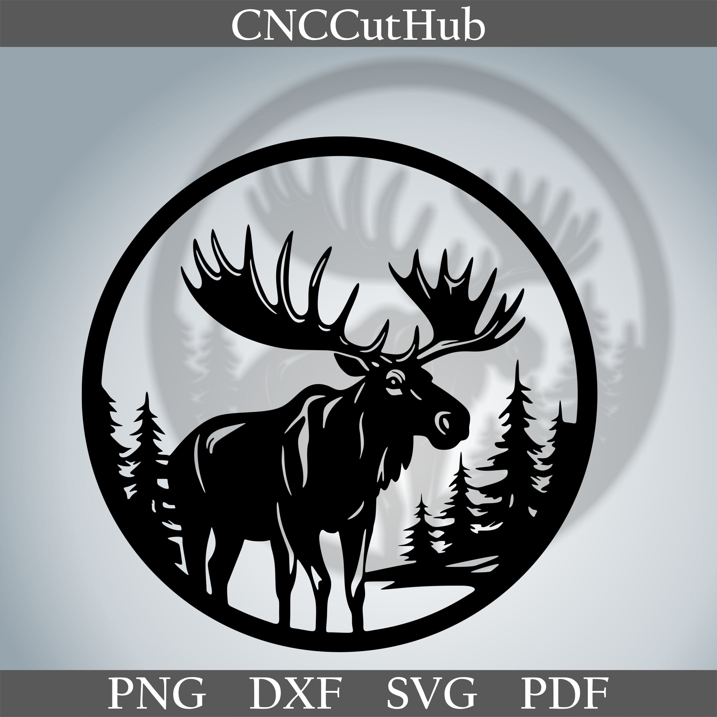 Moose in the Forest Dxf, Animals Cut File for Laser Dxf Plasma Cnc ...