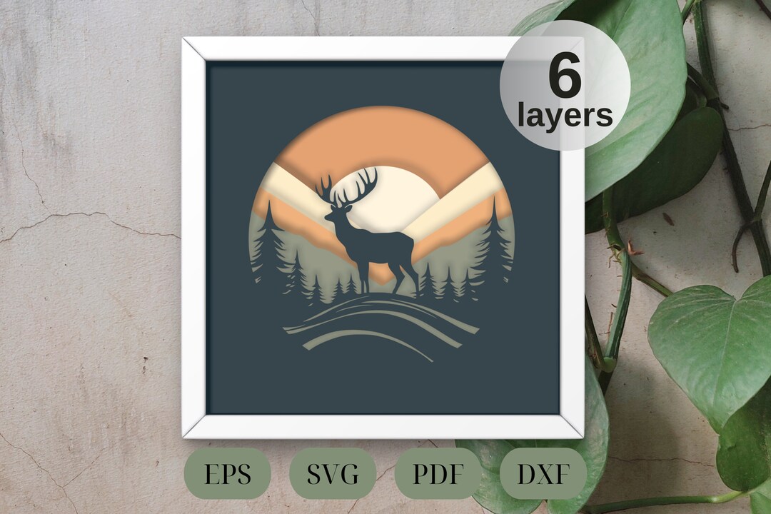 Deer Scene 3D Shadow Box SVG Templates Wall Decor Cricut Paper Wood Art ...