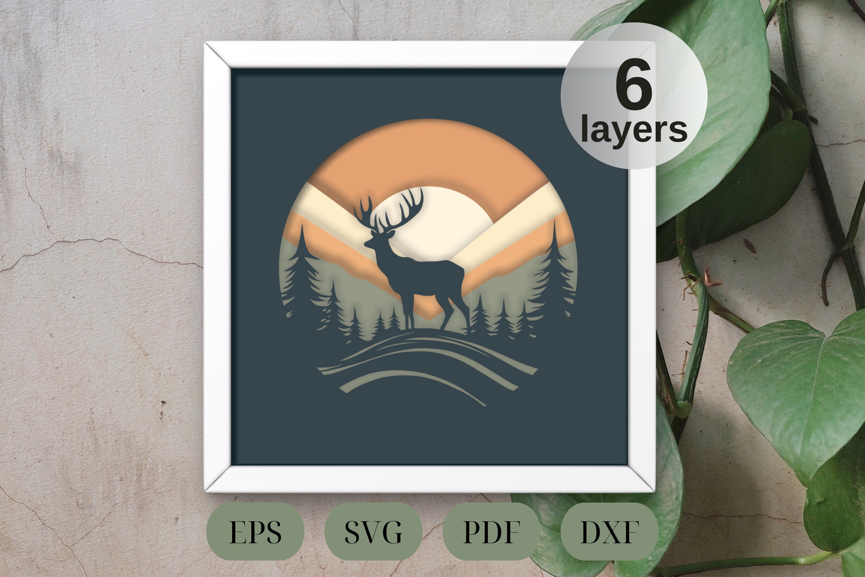 Deer Scene 3D Shadow Box SVG Templates, Wall Decor, Cricut, Paper Wood ...