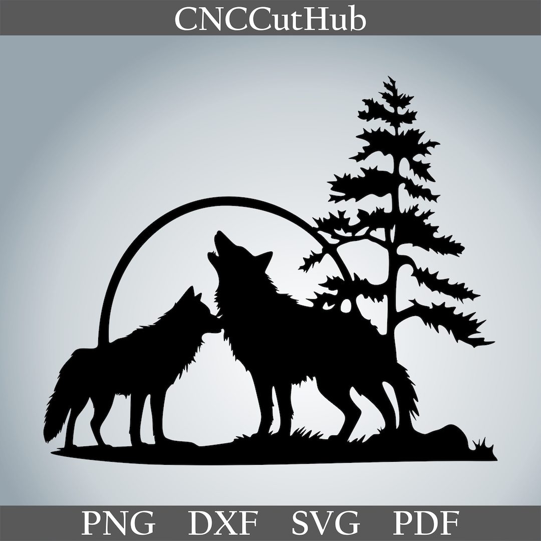 Wolf Scene Dxf, Animals Cut File for Laser, Dxf Plasma, Cnc, Metal Wall ...