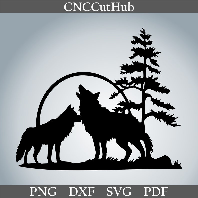 Wolf Scene Dxf, Animals Cut File for Laser, Dxf Plasma, Cnc, Metal Wall ...