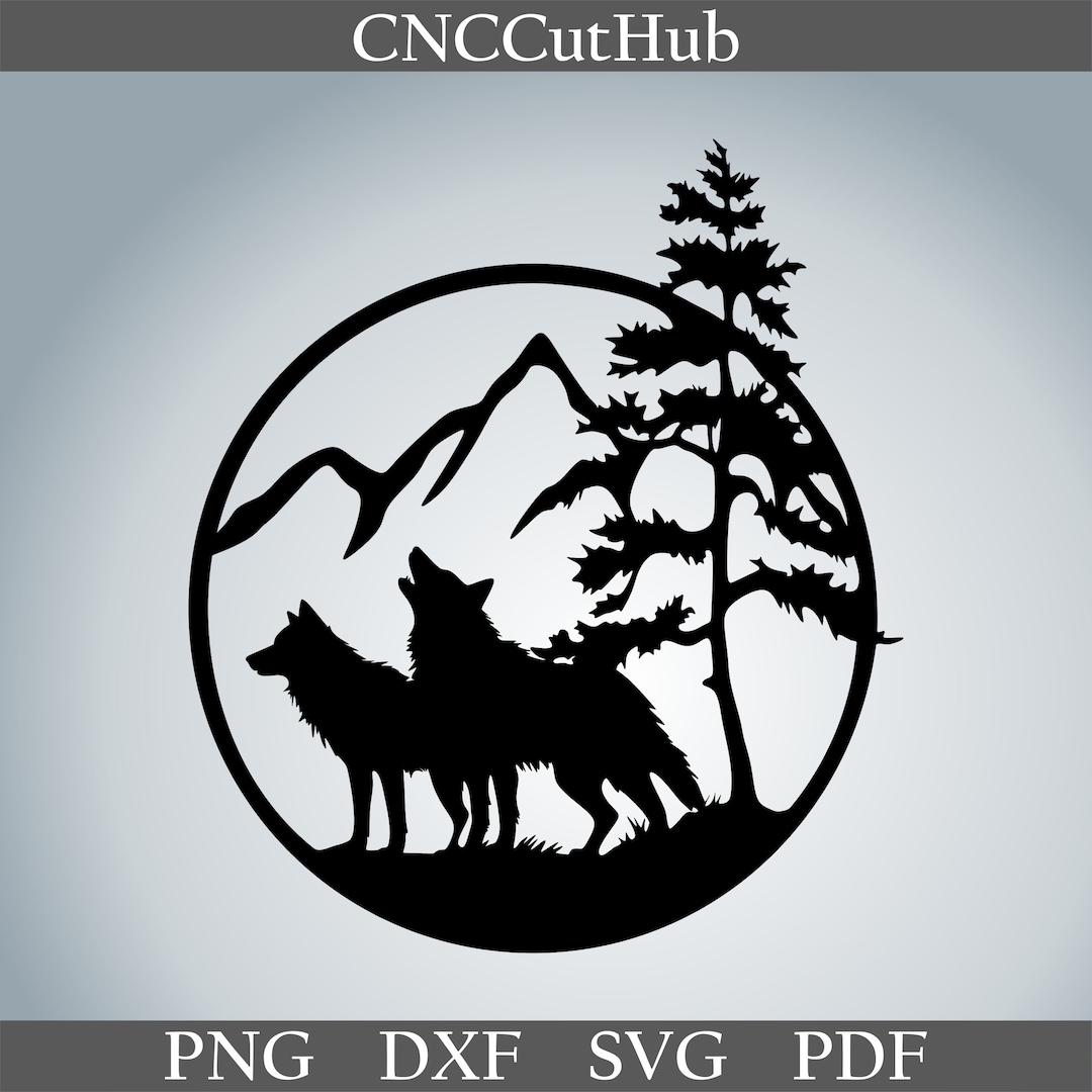 Wolf Scene Dxf, Animals Cut File for Laser, Dxf Plasma, Cnc, Metal Wall ...