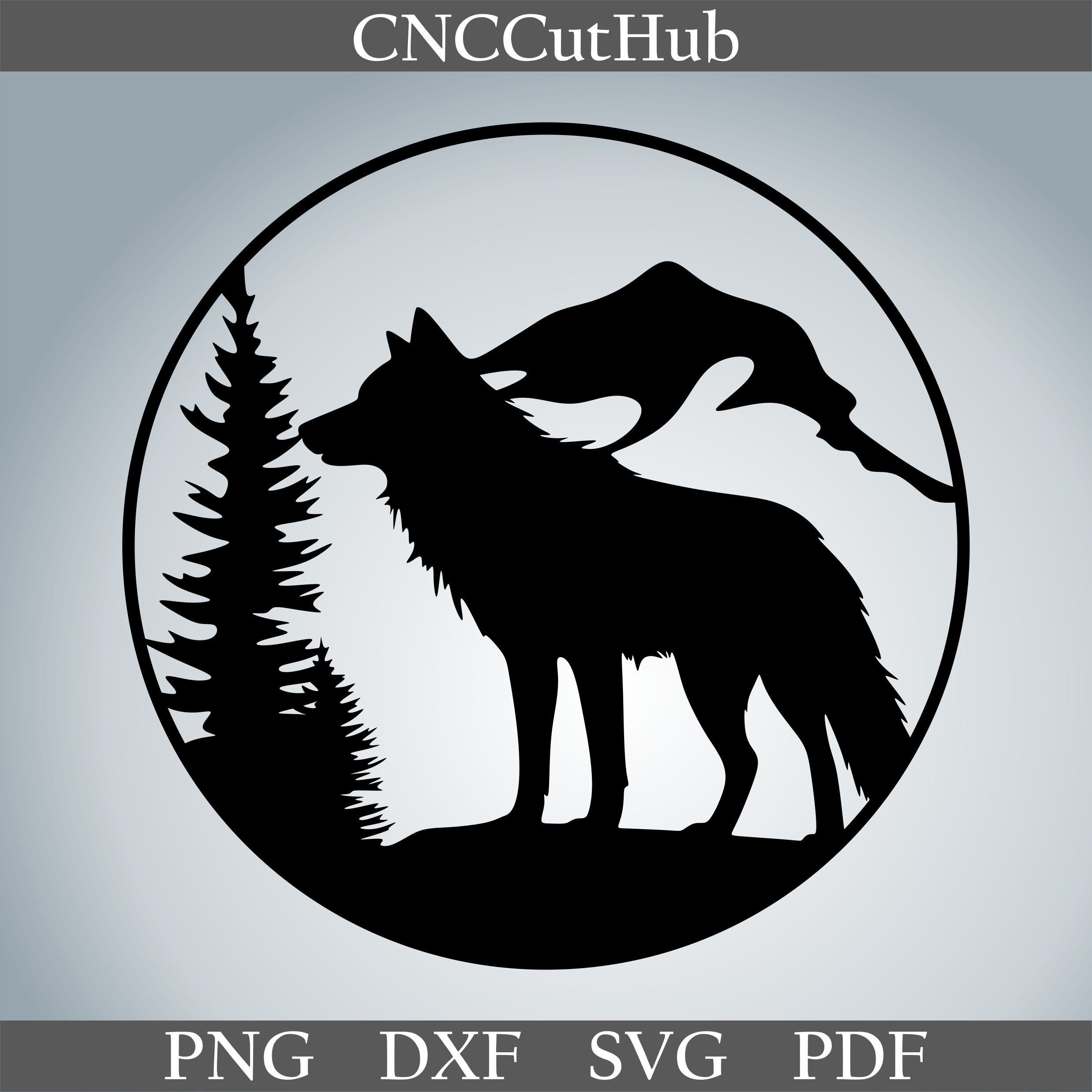 Wolf Scene Dxf, Animals Cut File for Laser, Dxf Plasma, Cnc, Metal Wall ...