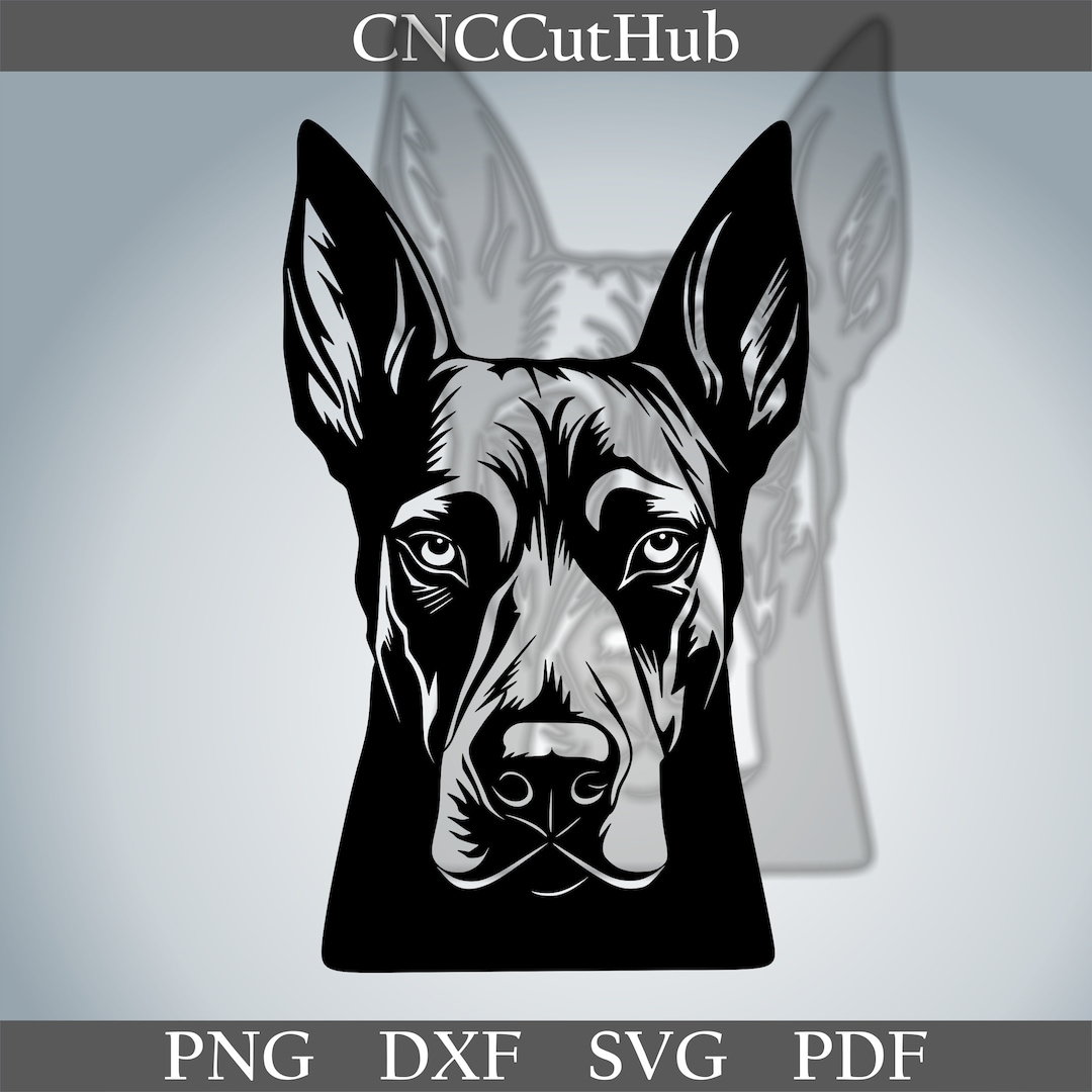 Doberman Head Dxf, Animals Cut File for Laser Plasma, Cnc Metal Decor ...