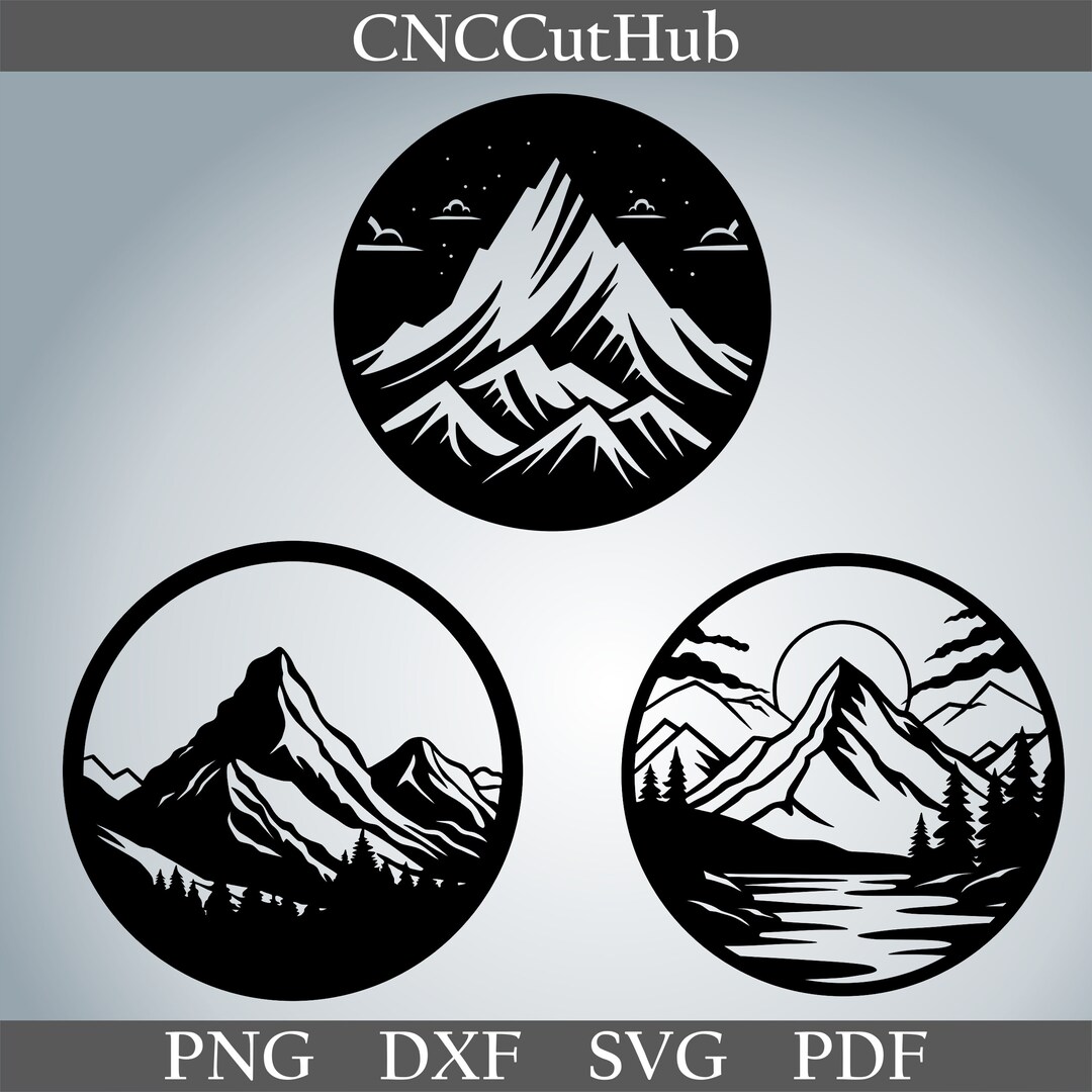 Mountains Scene Dxf, Cut File for Laser, Dxf Plasma, Cnc, Metal Wall ...