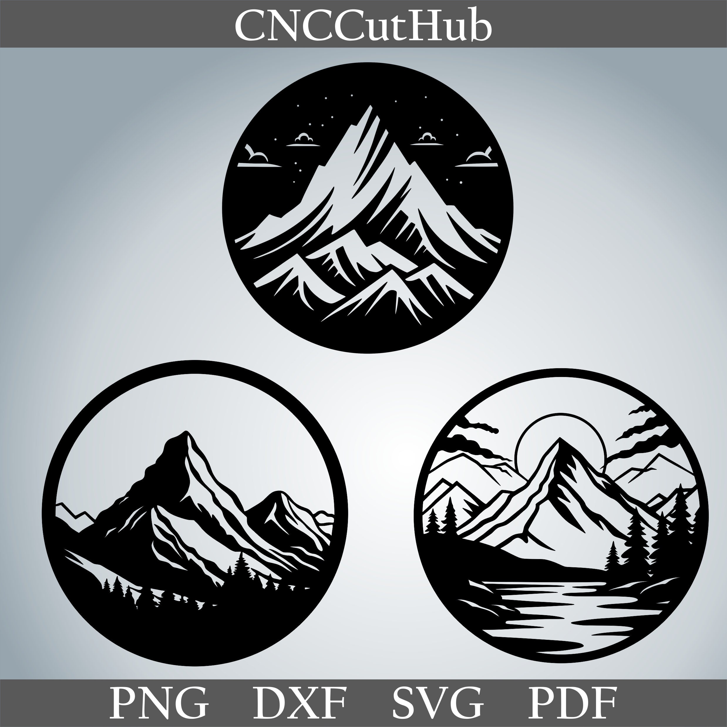 Mountains Scene Dxf, Cut File for Laser, Dxf Plasma, Cnc, Metal Wall ...