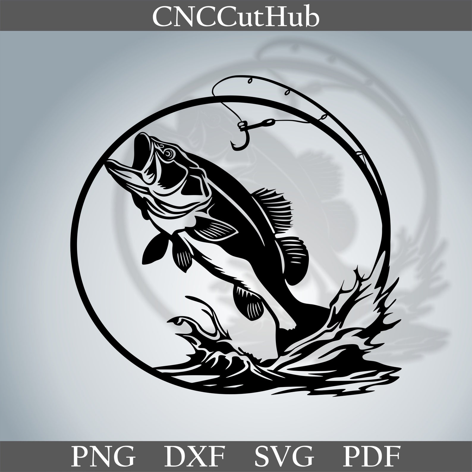 Bass Svg Cut File, Pike Fishing Svg, Ice Fishing, Silhouettes Dxf File ...