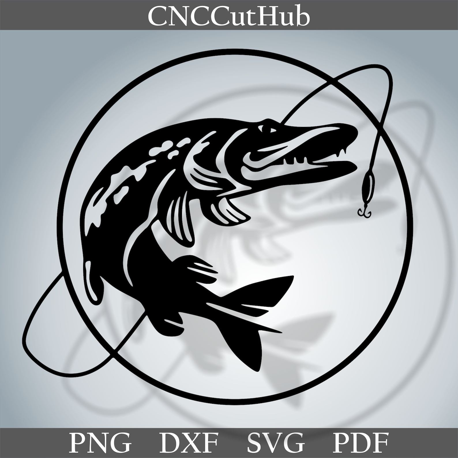 Pike Svg Cut File, Pike Fishing Svg, Ice Fishing, Silhouettes Dxf File ...