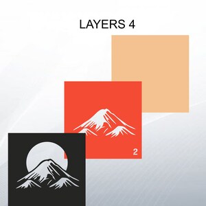 Mountains 3D Volcano Shadow Box SVG 4 Templates Wall Decor Cricut Paper ...