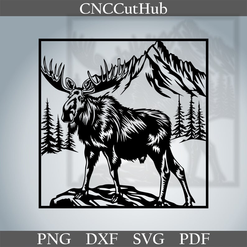 Moose Scene Dxf, Animals Cut File for Laser Dxf Plasma Cnc Metal Wall ...