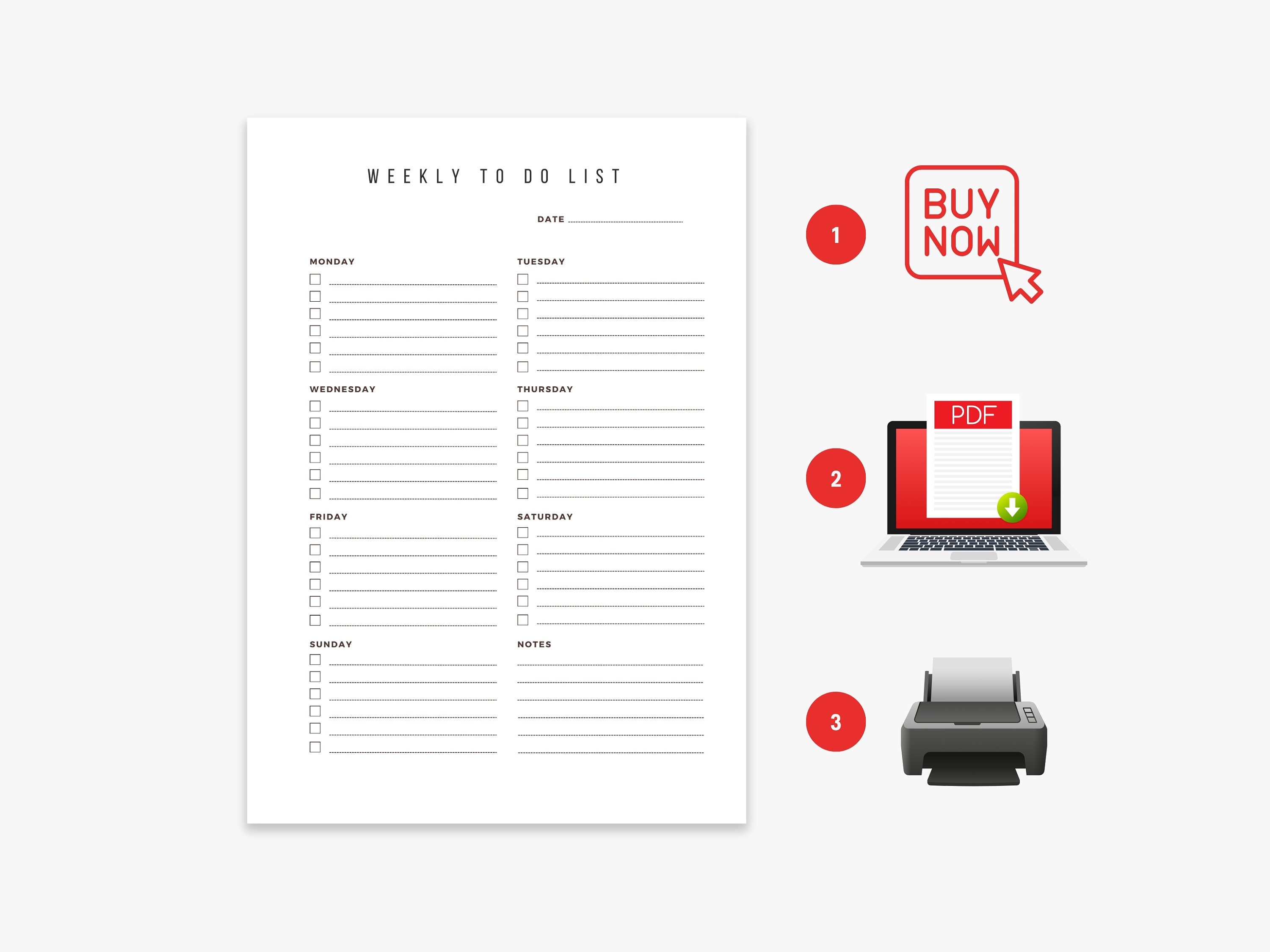 Weekly to Do List Printable, Weekly Task List Template, Weekly Planner ...