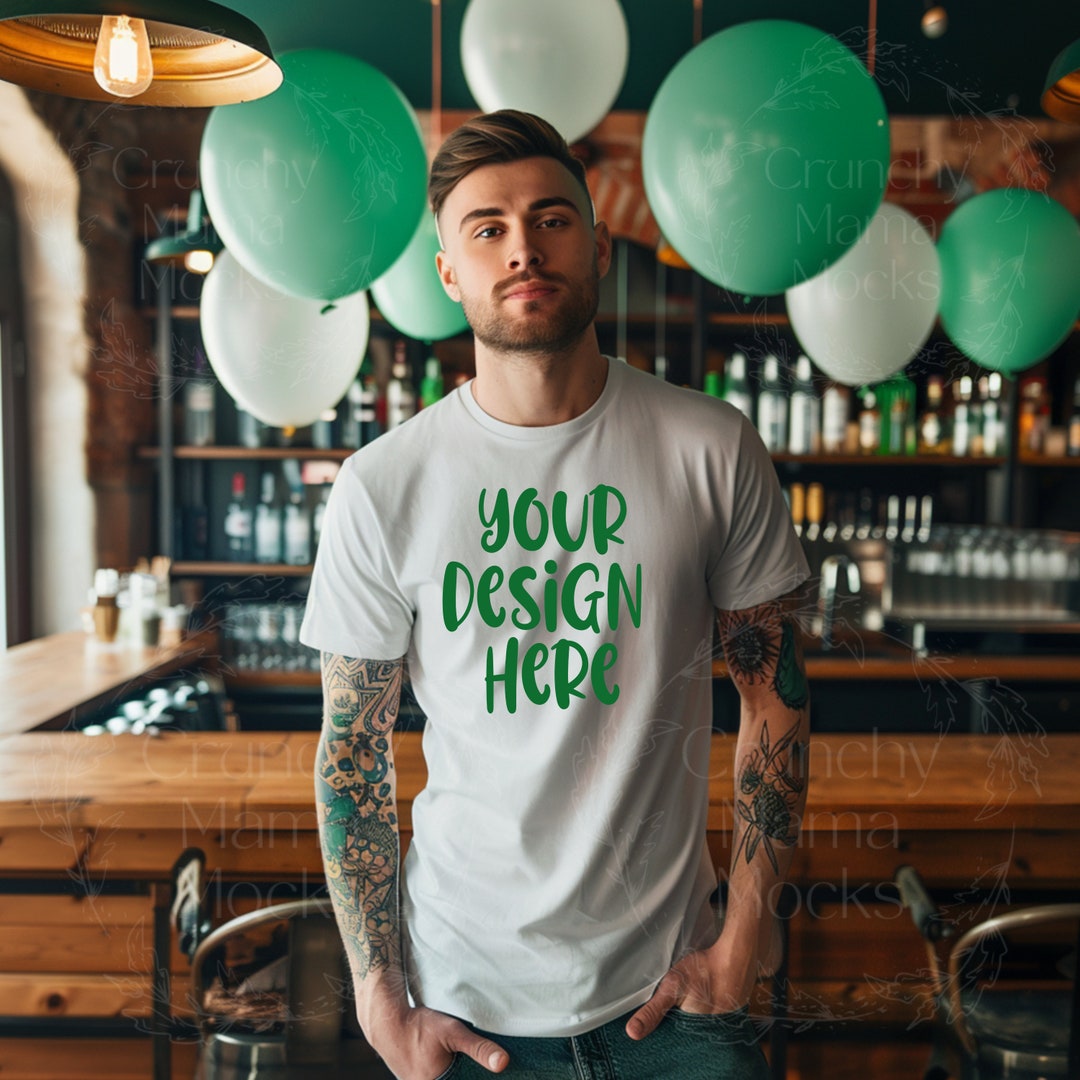 White St Patricks Day Tshirt Mockup White Bella Canvas Tshirt Mens St ...