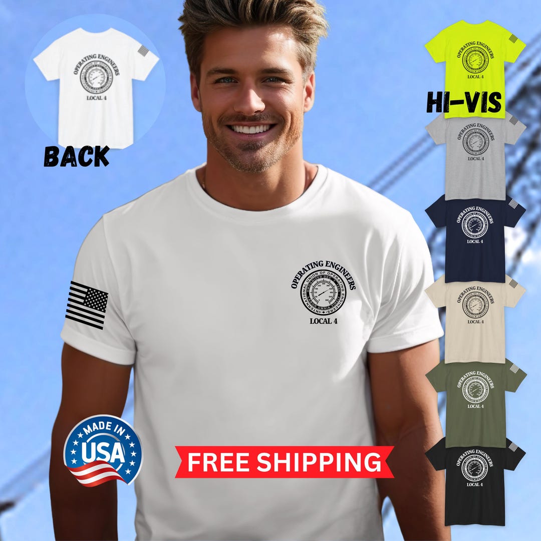 IUOE Local 4 T-shirt, Operating Engineers USA Flag Shirt, Hi-vis Union ...