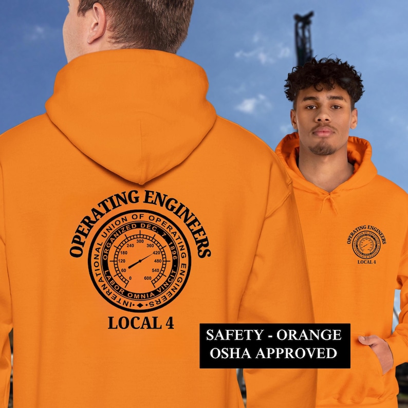 IUOE Local 4 Operating Engineer Hoodie, Hi-vis, Custom Sweatshirt ...
