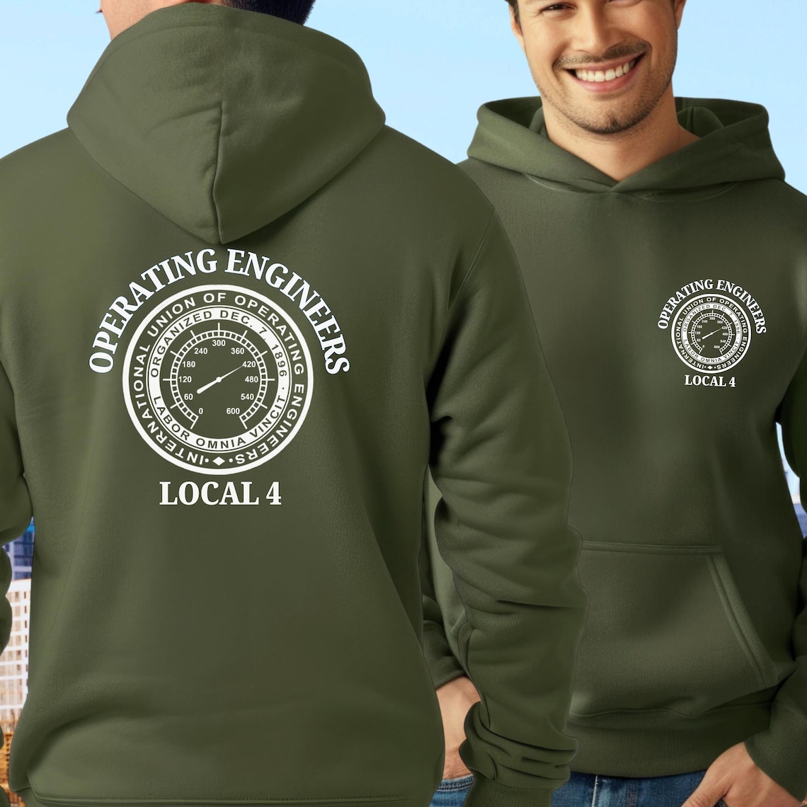 IUOE Local 4 Operating Engineer Hoodie, Hi-vis, Custom Sweatshirt ...