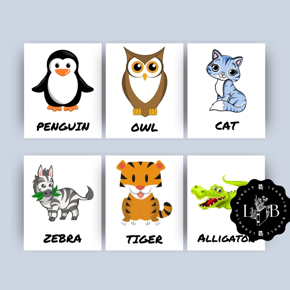 Alphabet Animal Flash Cards ENGLISH Version Homeschooling Pre-school ...