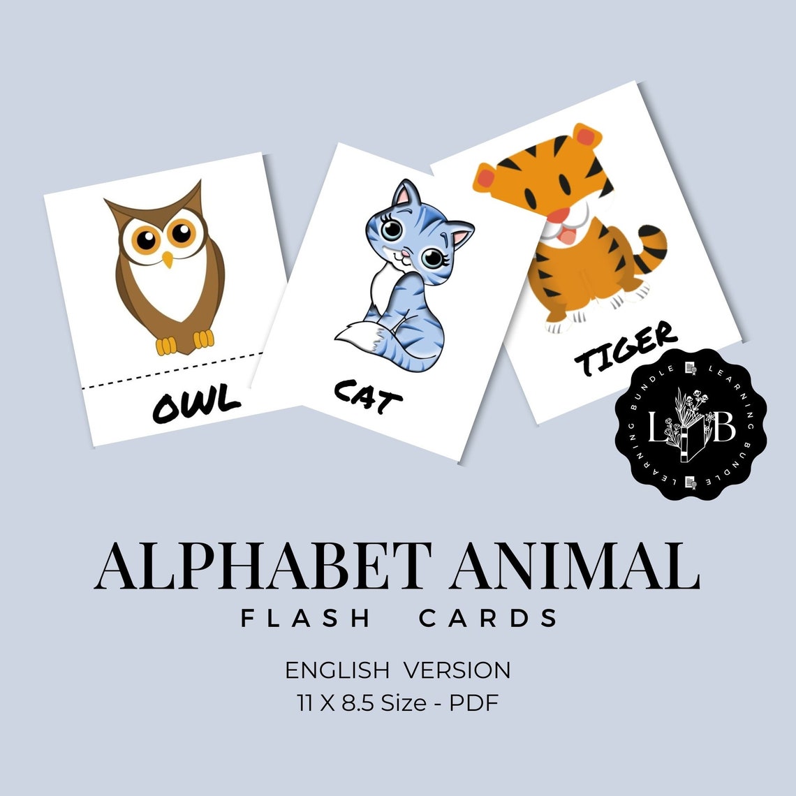 Alphabet Animal Flash Cards ENGLISH Version Homeschooling Pre-school ...